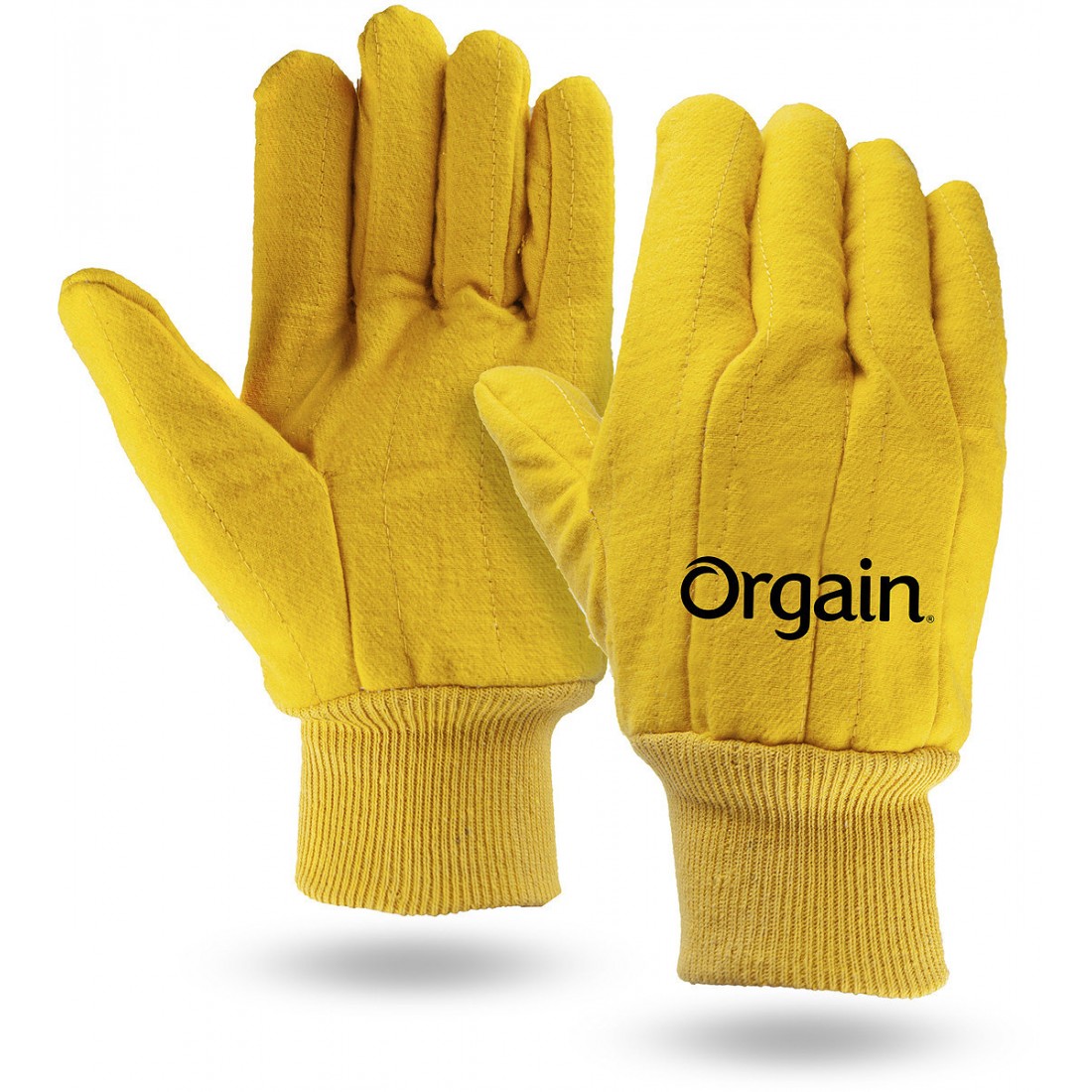 Custom Quilted Yellow Logo Work Gloves from Promotional Gloves